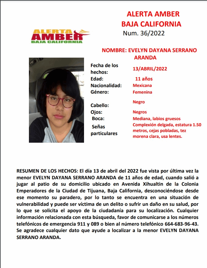 Activan Alerta Amber por Evelyn Dayana Serrano Aranda - El Mexicano