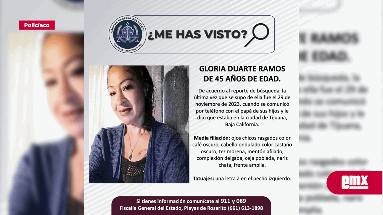 BUSCAN A GLORIA DUARTE, DE 45 AÑOS DE EDAD - El Mexicano
